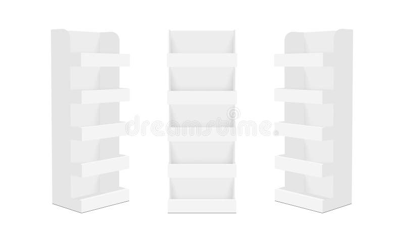 POS Display Stand with Shelves, Front, Side View, Isolated on White ...