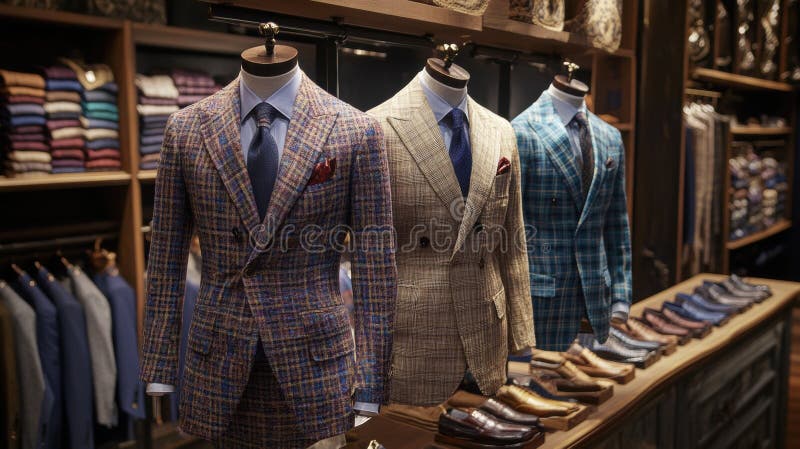A Display of a Suit Shop with Three Different Suits on the Wall, AI ...