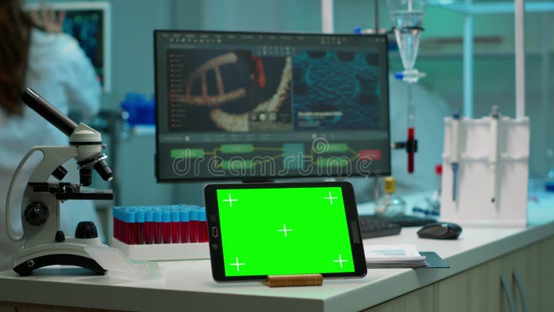 Display Tablet with Green Screen, Mock Up on Template Placed on Desk ...
