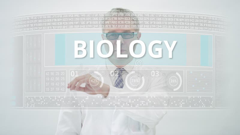 Screen with BIOLOGY Text in Front of a Scientist Stock Footage - Video ...