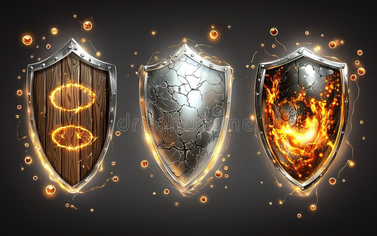 Display of Three Distinct Shields Showcasing Different Designs and ...