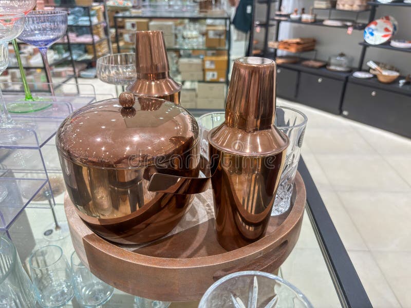 A Display of Three Glassware Items, Including a Pitcher, a Decanter ...