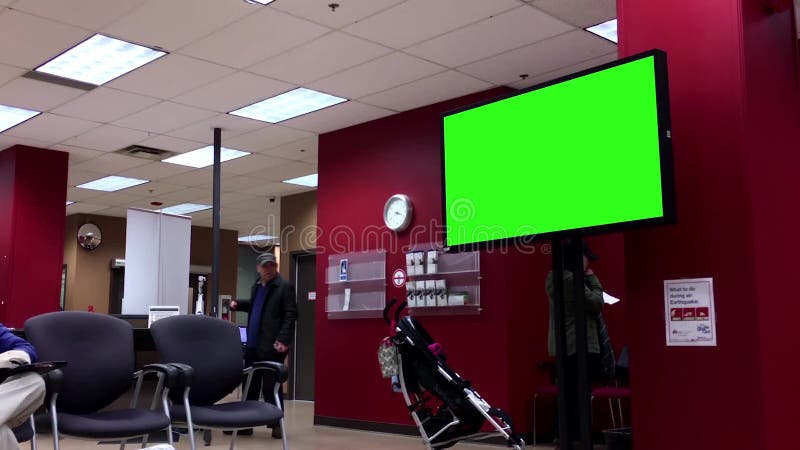Display Tv with Green Screen on Waiting Area Stock Footage - Video of ...