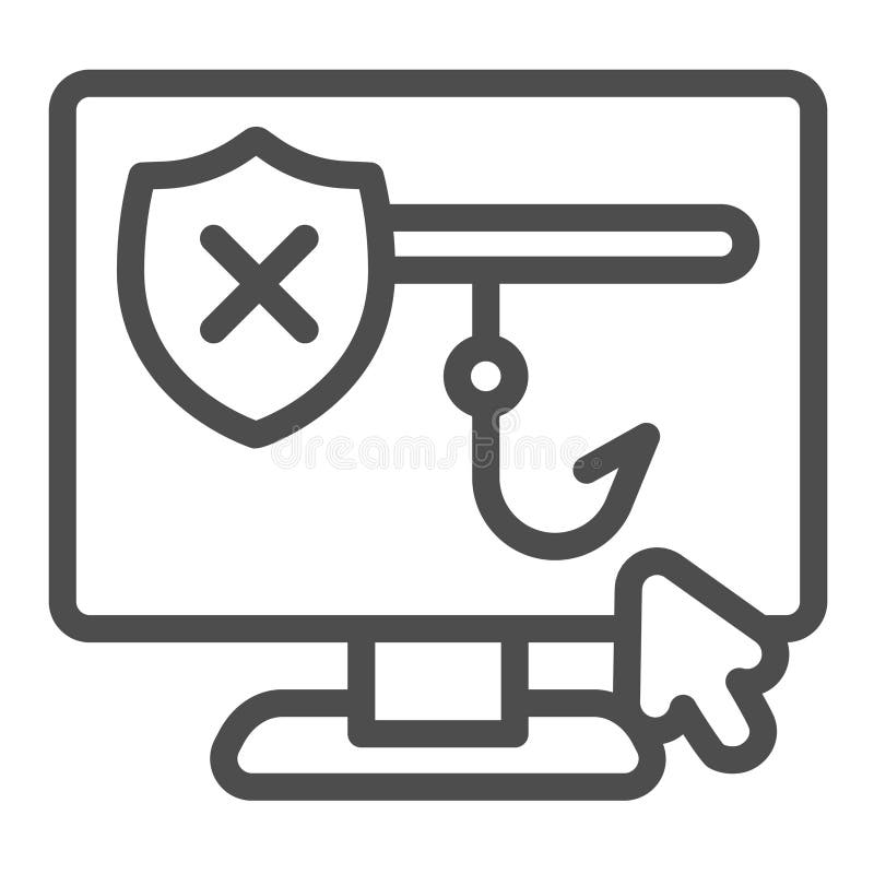 Display of Unsecure Connection with Hook Line Icon, Data Safety Concept ...