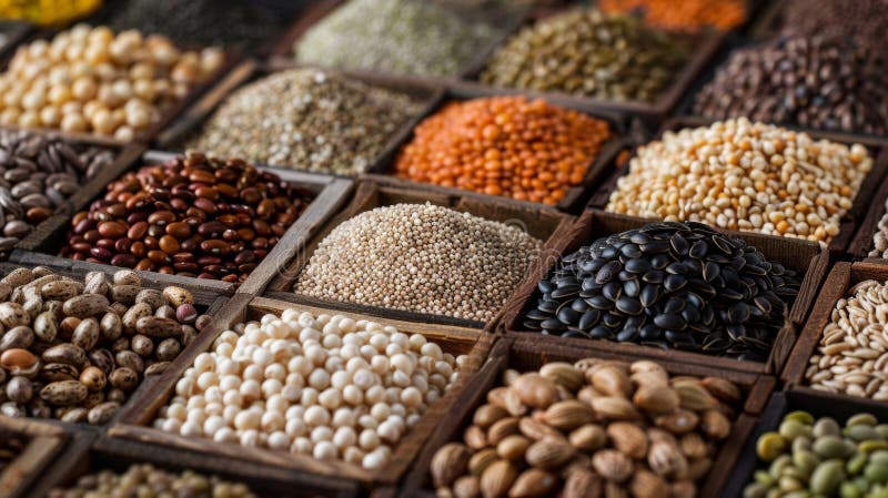 A Display of a Variety of Different Types and Colors of Beans, AI Stock ...