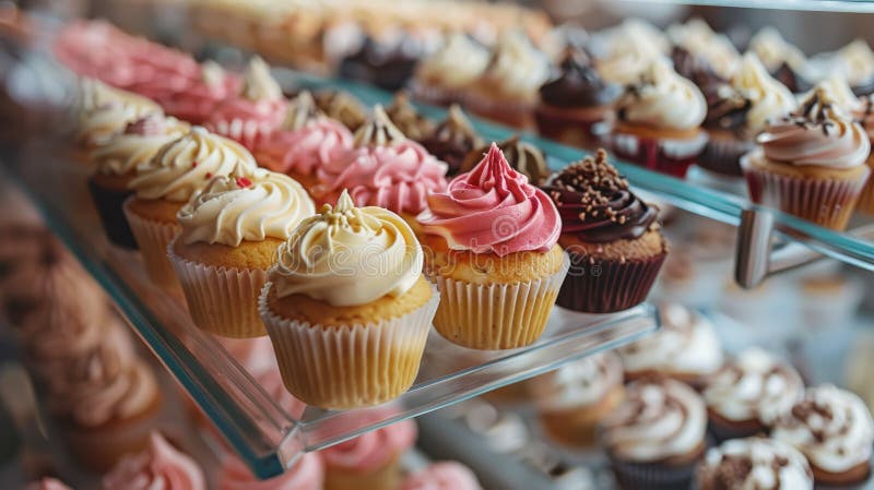 A Display of Various Cupcakes Stock Image - Image of temptation, stand ...
