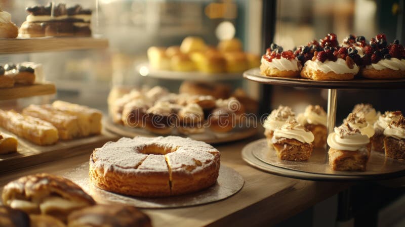 Display of Various Pastries and Desserts at a Bakery in the Afternoon ...