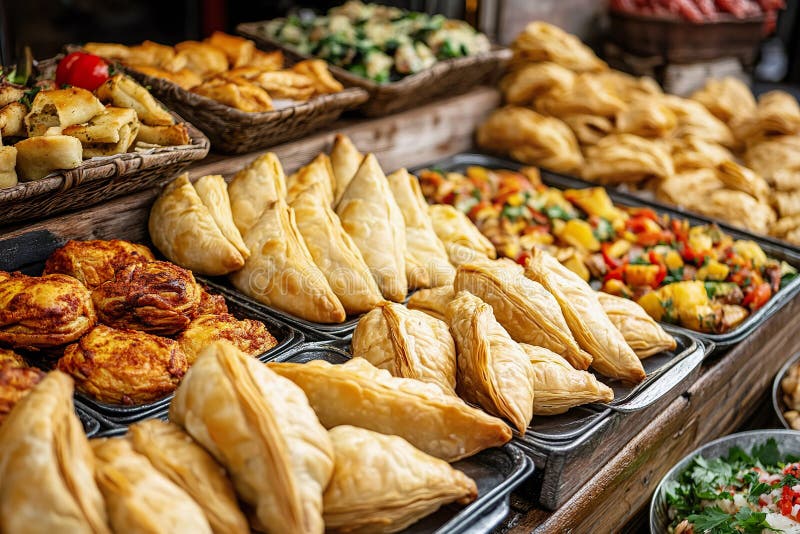 Display of Various Puff Pastries from Different World Cuisines Stock ...