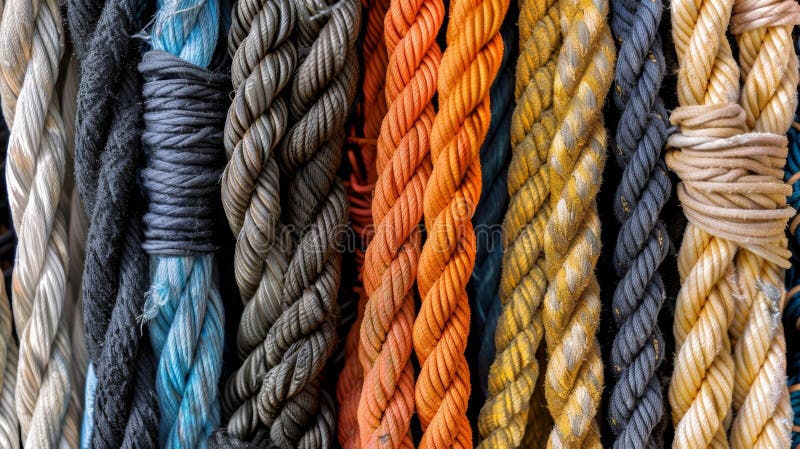 A Display of Various Types of Rope Used in Shipbuilding from Thick ...