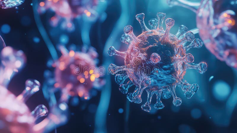 Display Vintage Holographic Projection of Virus Mutation Stock ...