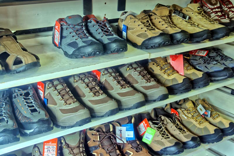 A Display of Walking Boots, Editorial Photography - Image of shelves ...