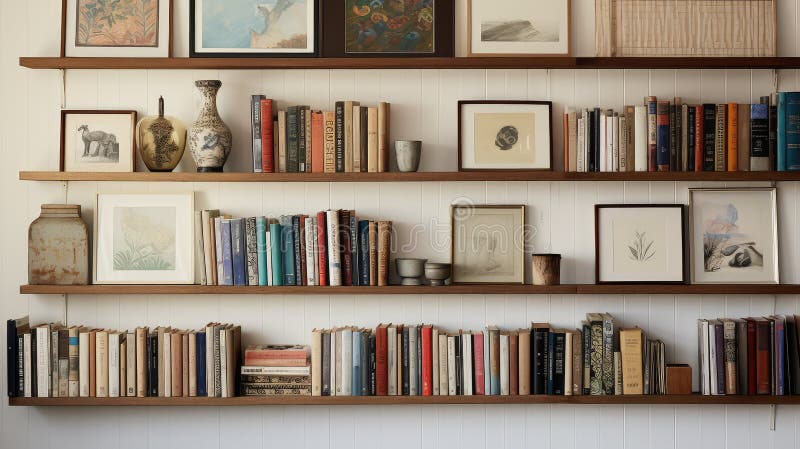 Display wall of books stock illustration. Illustration of framed ...