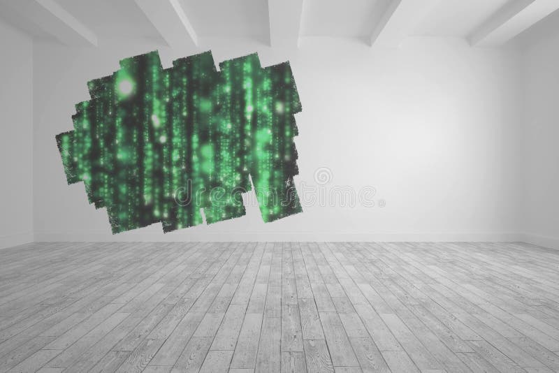 Display on Wall Showing Green Matrix Stock Illustration - Illustration ...