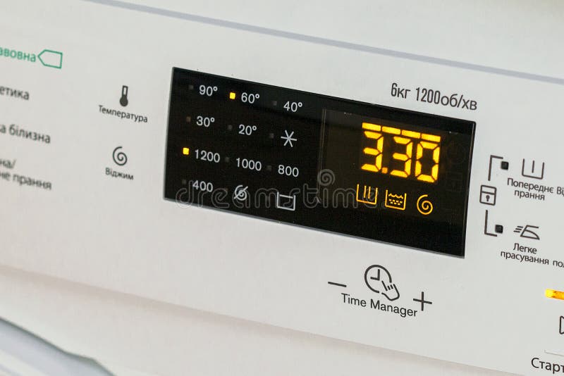 Display Washing Machine. Macro Photo Part of Modern Home Washing Stock ...