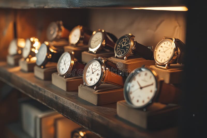 Display of Watches with a Variety of Styles and Colors. Stock Photo ...