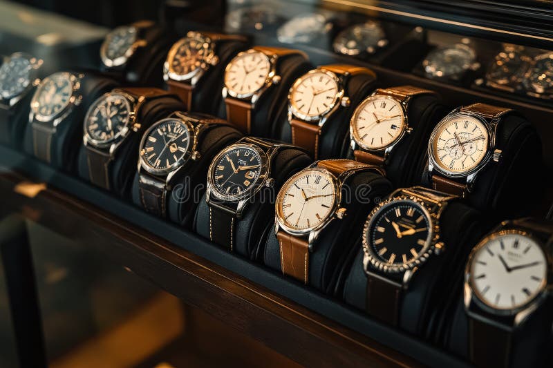 Display of Watches with a Variety of Styles and Colors Stock Photo ...