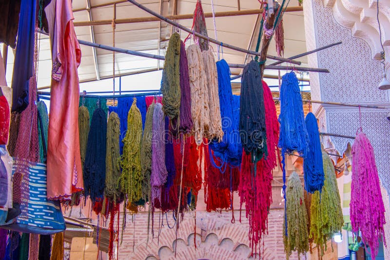 Display of Wool Drying in the Dyers Souk Stock Image - Image of ...
