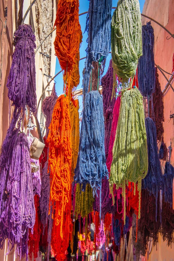 Display of Wool Drying in the Dyers Souk Stock Photo - Image of ...
