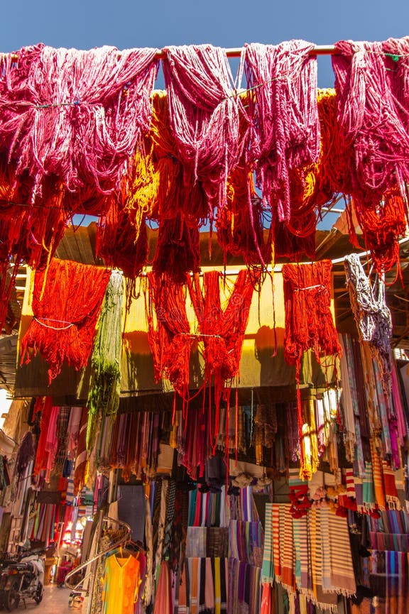 Display of Wool Drying in the Dyers Souk Stock Photo - Image of medina ...