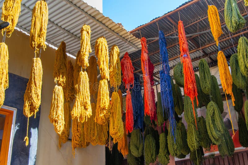 Display of Wool Drying in the Dyers Souk Stock Image - Image of ...