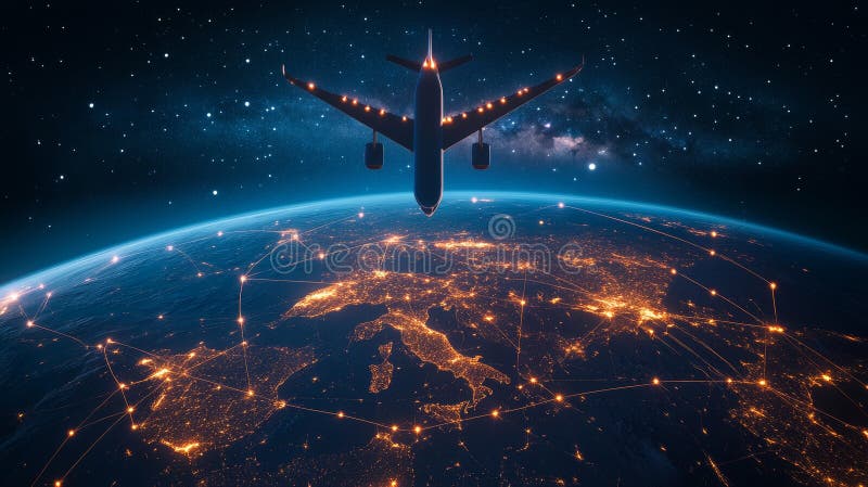 Display of Worldwide Air Travel Network Linkages Stock Image - Image of ...