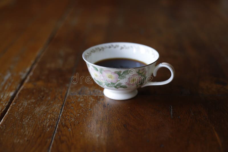 A4 Mockup Top View with Cup of Coffee on Wooden Table Vertical ...
