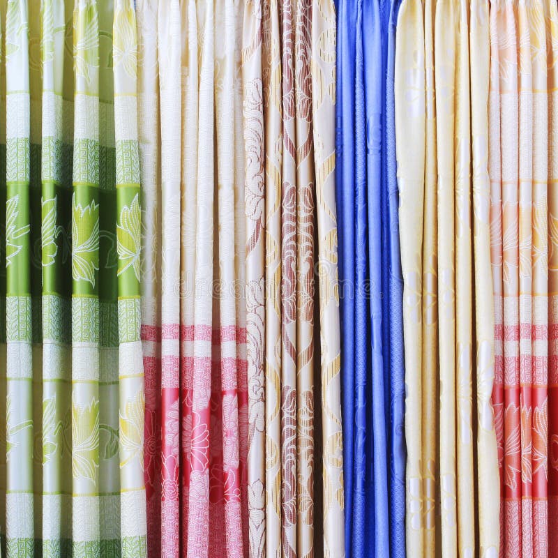 Displayed Curtains Samples Hanging in the Store Stock Image - Image of ...