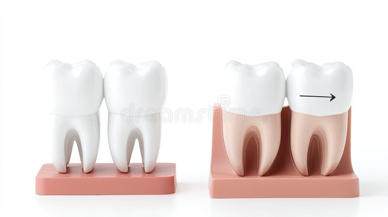 Displayed is a Dental Model Featuring Two Teeth and a Splint on a White ...