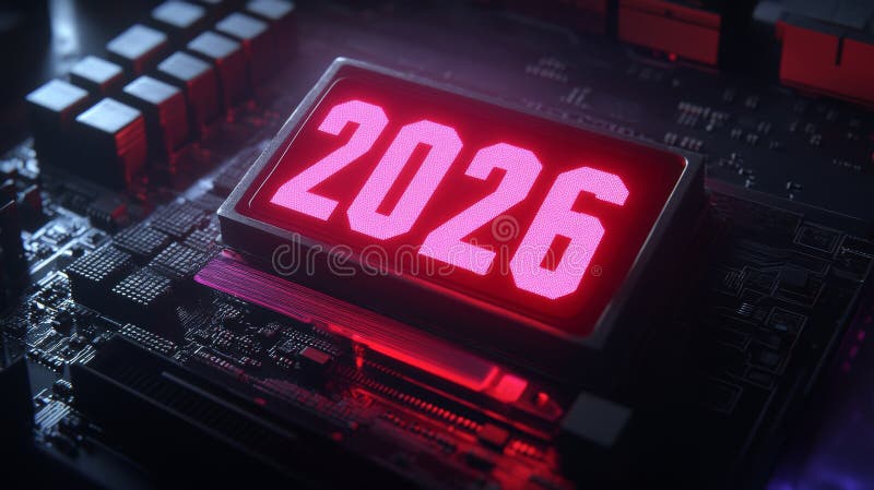 2026 Displayed on Futuristic Circuit Board, Symbolizing Technological ...