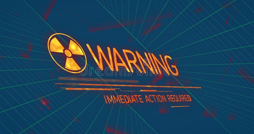 Displaying Alert Featuring Radiation Icon, WARNING Text, Progress Bar ...