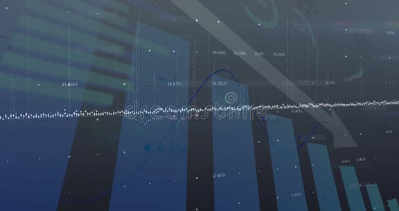 Displaying Analytics UI with Blue Bars, Waveform, Line Graph, Labels ...