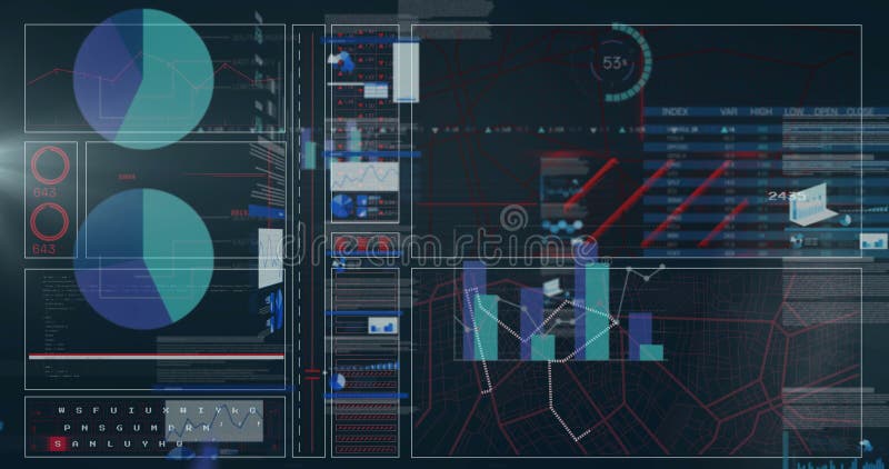 Displaying Animation of Data Analytics and Graphs on Futuristic Digital Dashboard Stock Footage ...