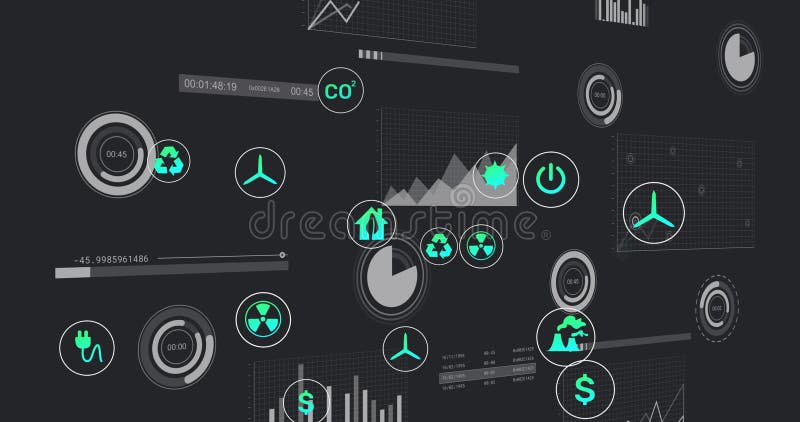 Displaying Animation of Environmental and Energy Icons, Digital ...