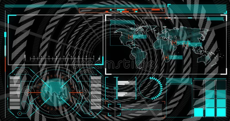 Displaying Animation of World Map and Data Analytics Graphics on Digital Interface Stock Video ...