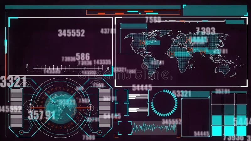 Displaying Animation of World Map and Data Charts on Digital Interface Screen Stock Video ...