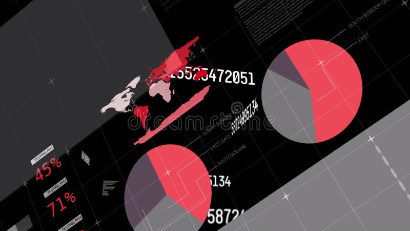 Animation of World Map with Pie Charts on Blue Background for Data ...