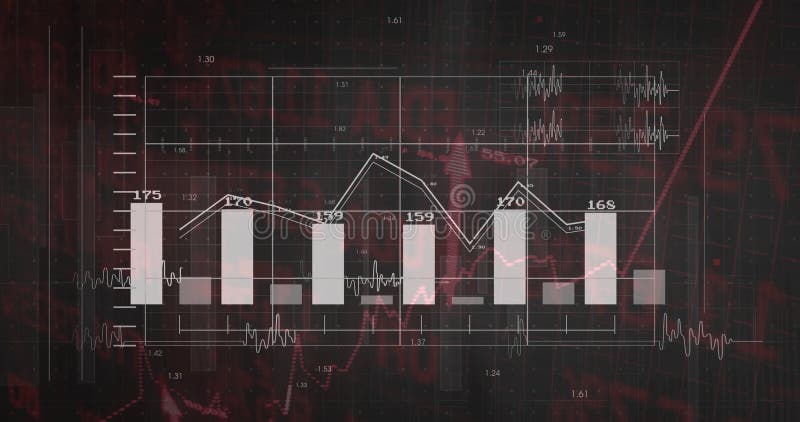 Displaying Bar and Line Chart in Dark Red Dashboard, Featuring Vertical ...