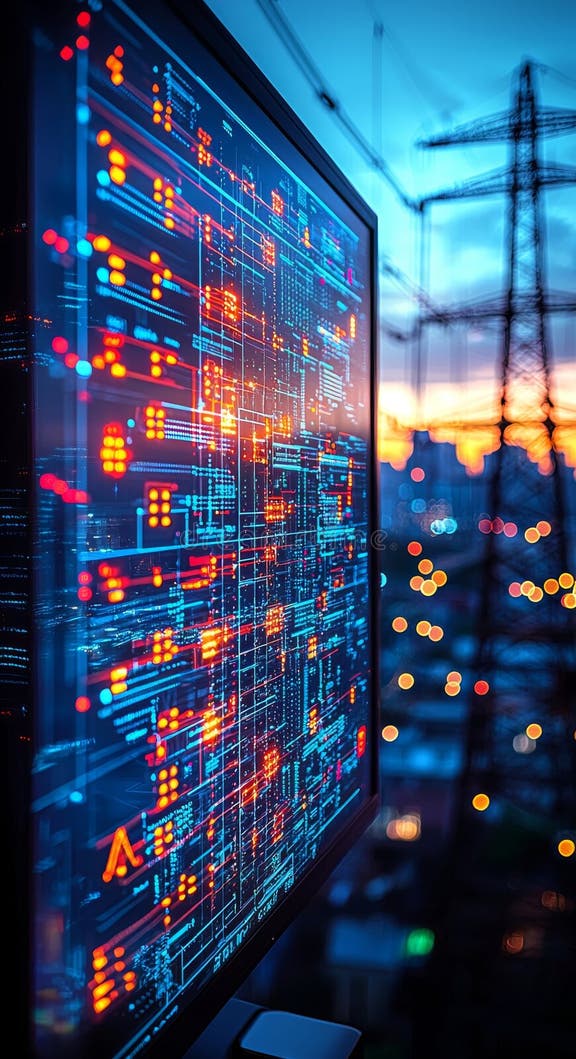 Displaying a CAD Schematic of an Electrical Project on a Modern ...