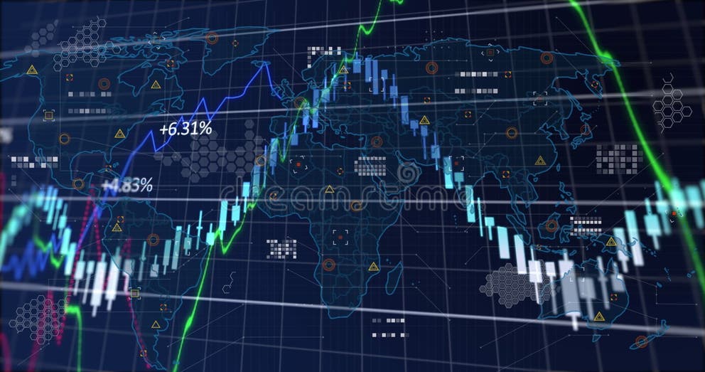 Displaying Candlestick Chart Tracing Trend Lines in Digital Trading ...