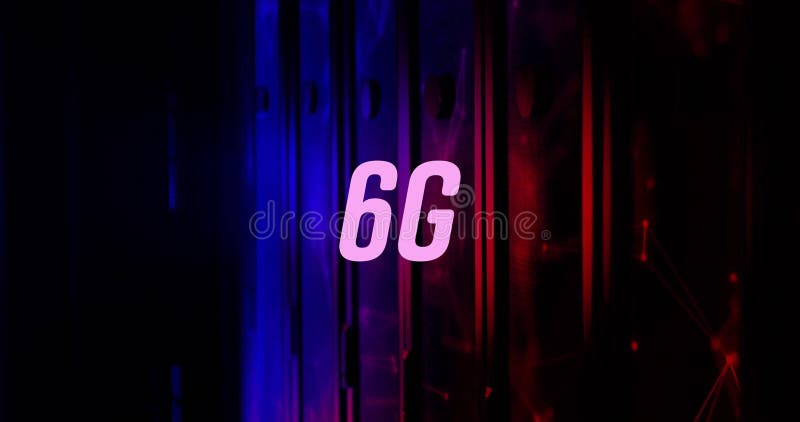 Displaying Central 6G Label Glowing in Digital Studio, with Gradient ...