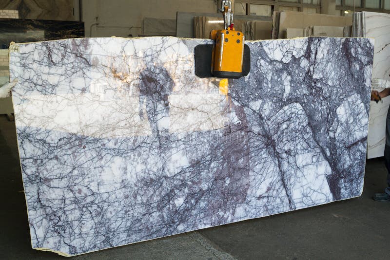 Colorful Marble Slabs in Store Show Room. Granite Slabs are Prepared ...