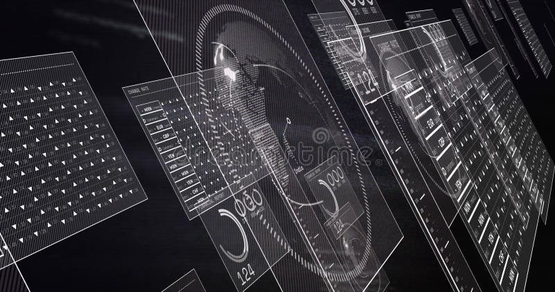 Displaying Complex Data Charts, Digital Interface with Futuristic Animation Design Stock Video ...