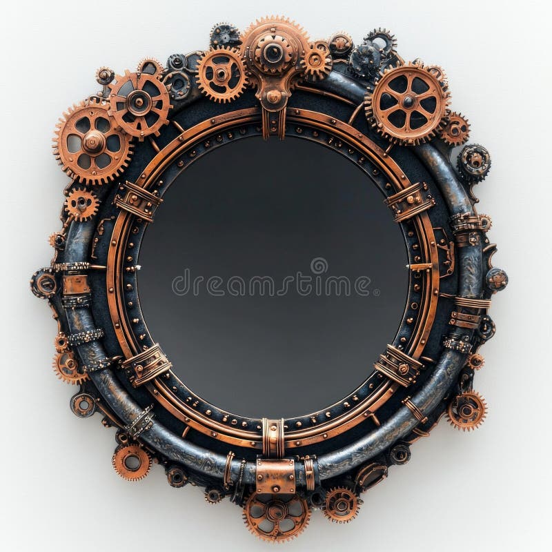 Displaying Complex Frame Made Metallic Gears and Pipes Steampunk Mirror ...