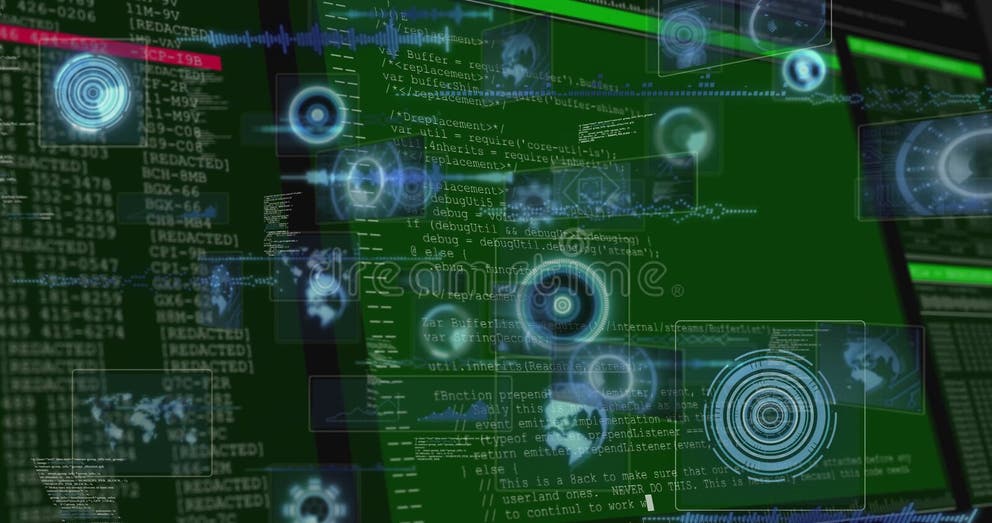 Displaying Cyan Holographic HUD Element Floating Over Data Interface ...