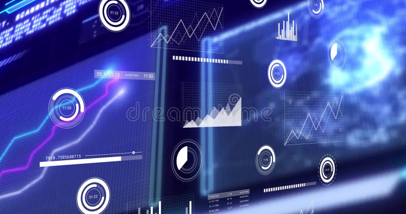 Displaying Data Analysis, Digital Graphs and Charts on Animation Interface in School Stock Video ...