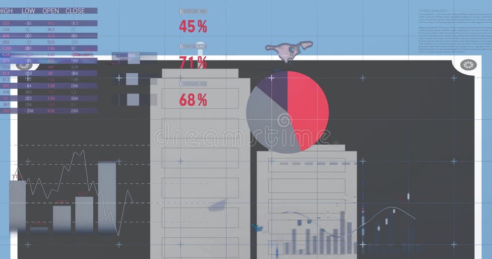 Displaying Data Dashboard Showing Bar Pie Line Charts, Data Grid and ...