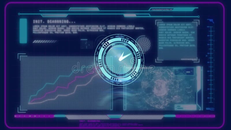 Displaying Data Graphs, Futuristic Digital Interface with Scanning Animation in View Stock ...