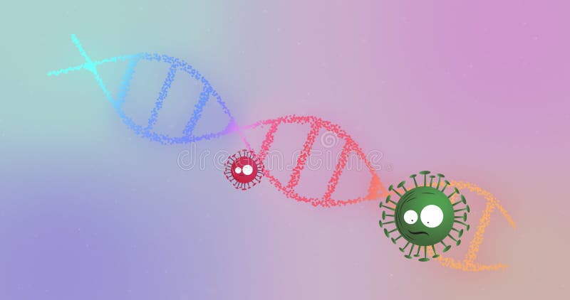 Displaying Dot-based DNA Helix Floating in Pastel Backdrop, with Red ...