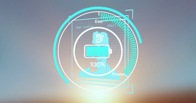 Displaying Eco Power and User Profile, Futuristic Digital Animation ...