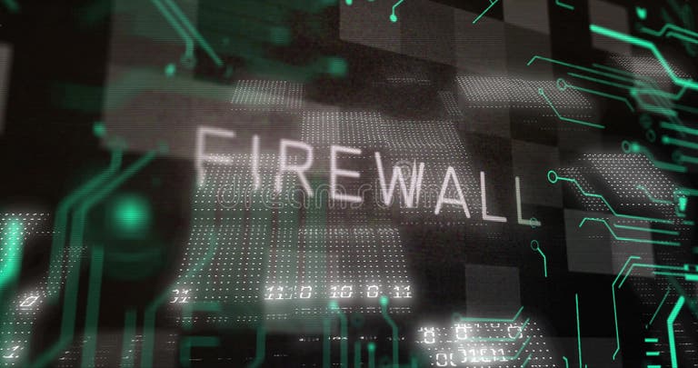 Displaying FIREWALL with Floating Dot Matrix Blocks and Neon-green ...